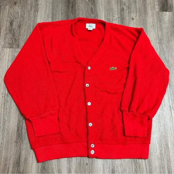 Lacoste | Sweaters | Vintage Izod Lacoste Red Cardigan Sweater | Poshmark
